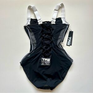 Ta3 | Swim | Sleek Black And White Onepiece Swimsuit With Sweetheart ...